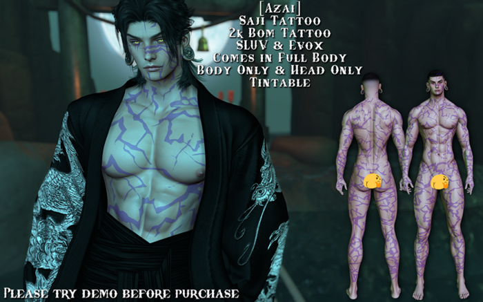 Second Life Marketplace - [Azai] - Saji Demon Tattoo Set